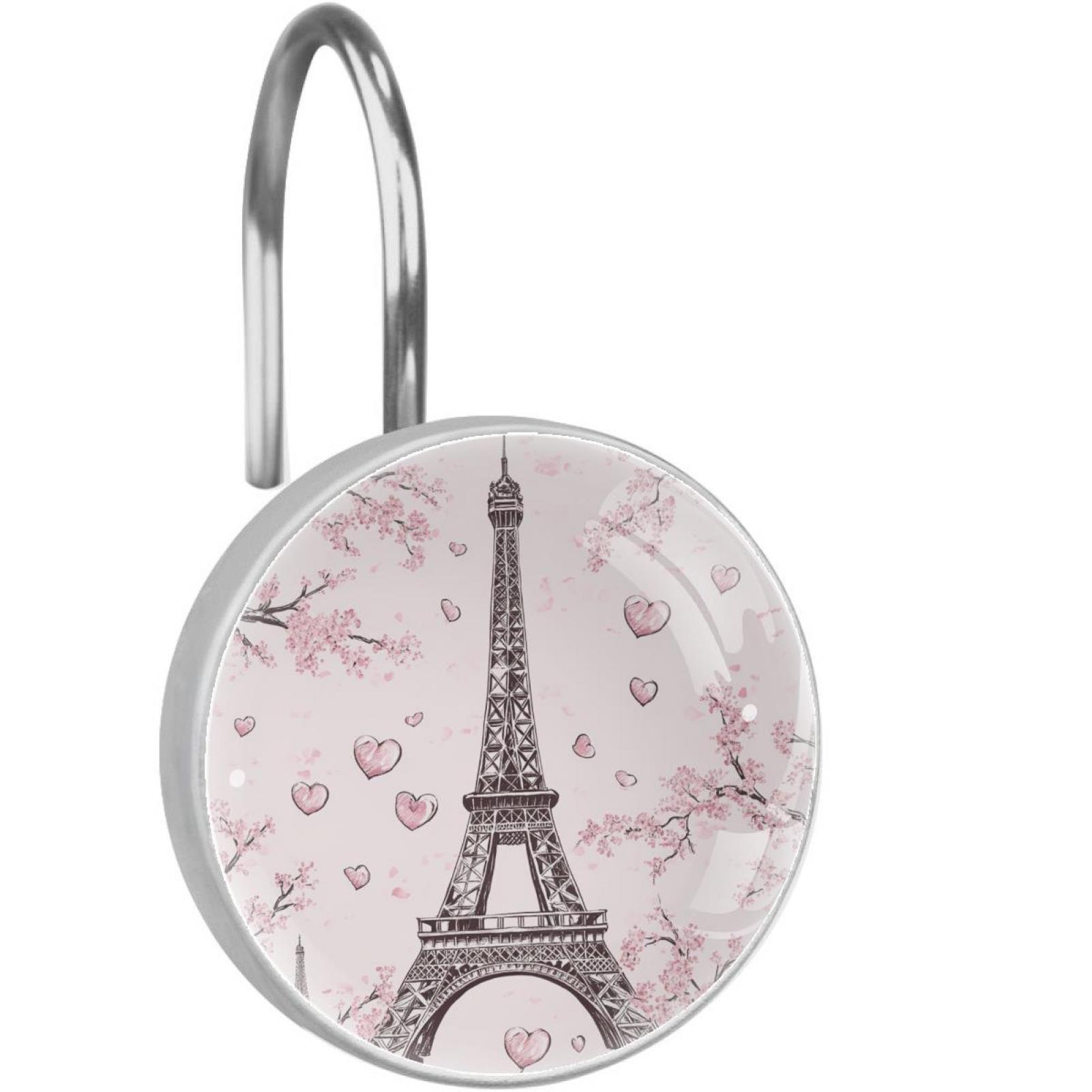 Cherry Blossom Romantic Tower Shower Curtain Hooks Round Crystal Glass ...