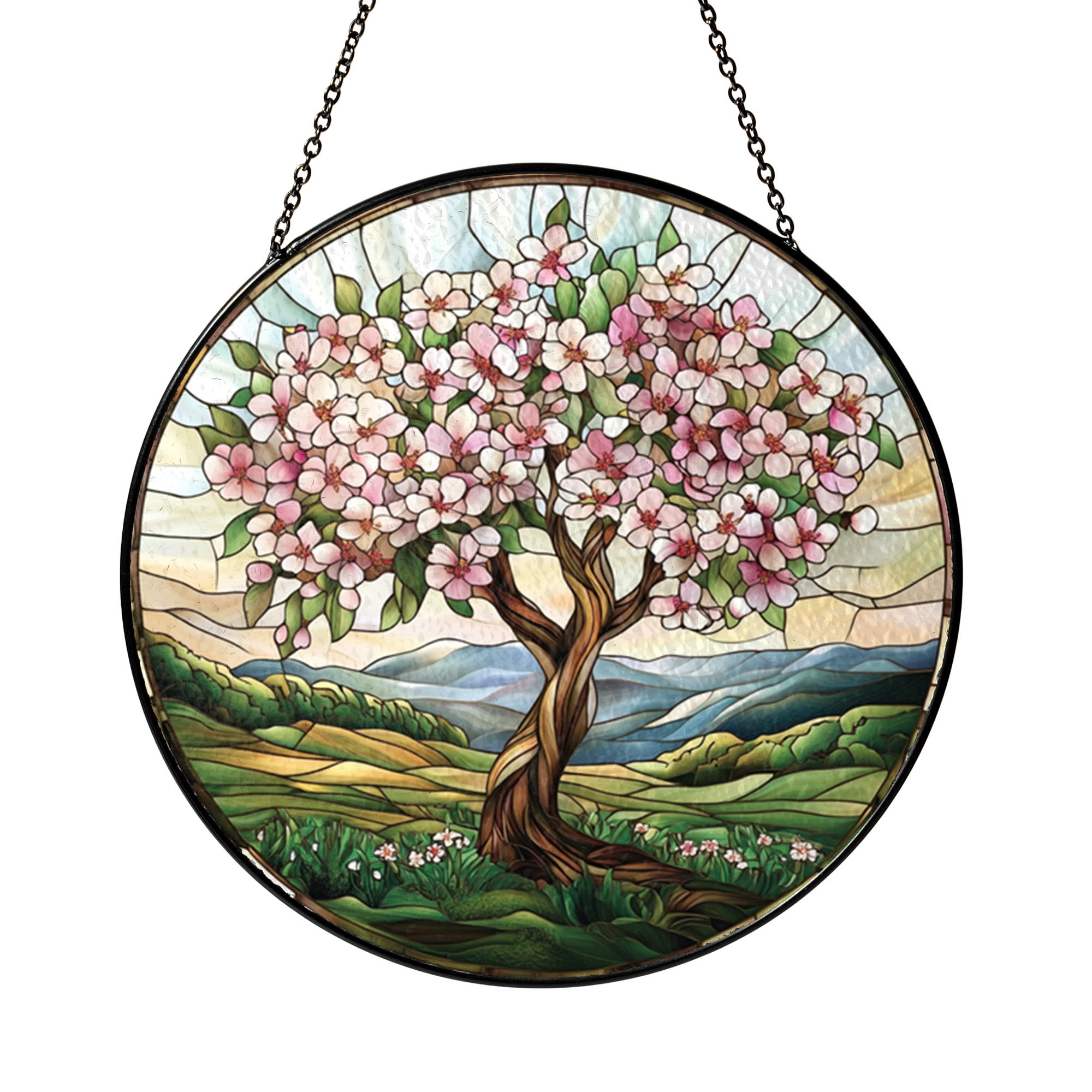 Cherry Blossom Round Suncatcher – Stained Glass Style Spring Window ...