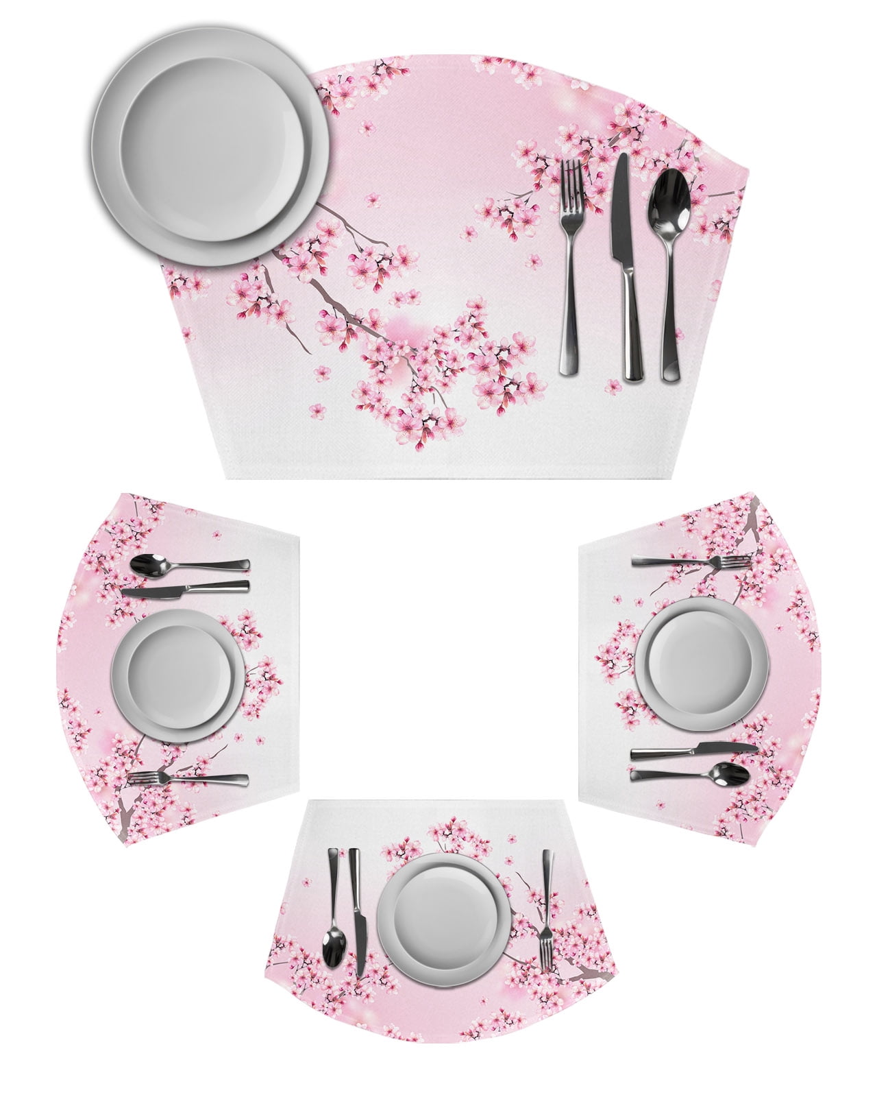Cherry Blossom Round Table Placemats Set of 2 Wedge Placemats, Gradient ...