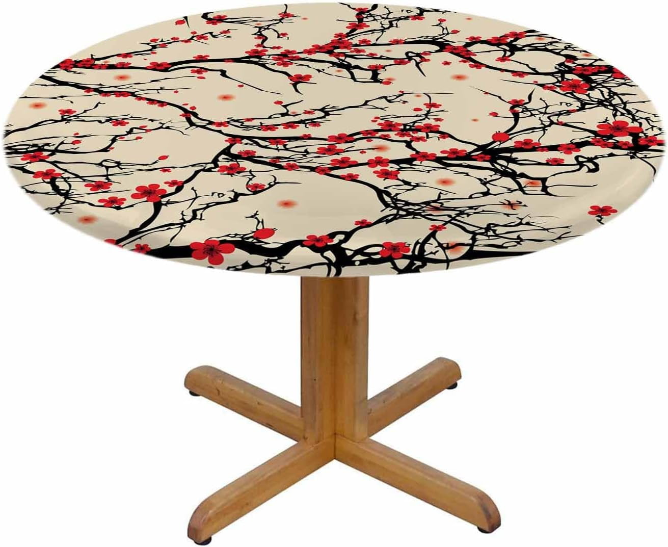 Cherry Blossom Round Tablecloth Japanese Nature Branch Flowers ...