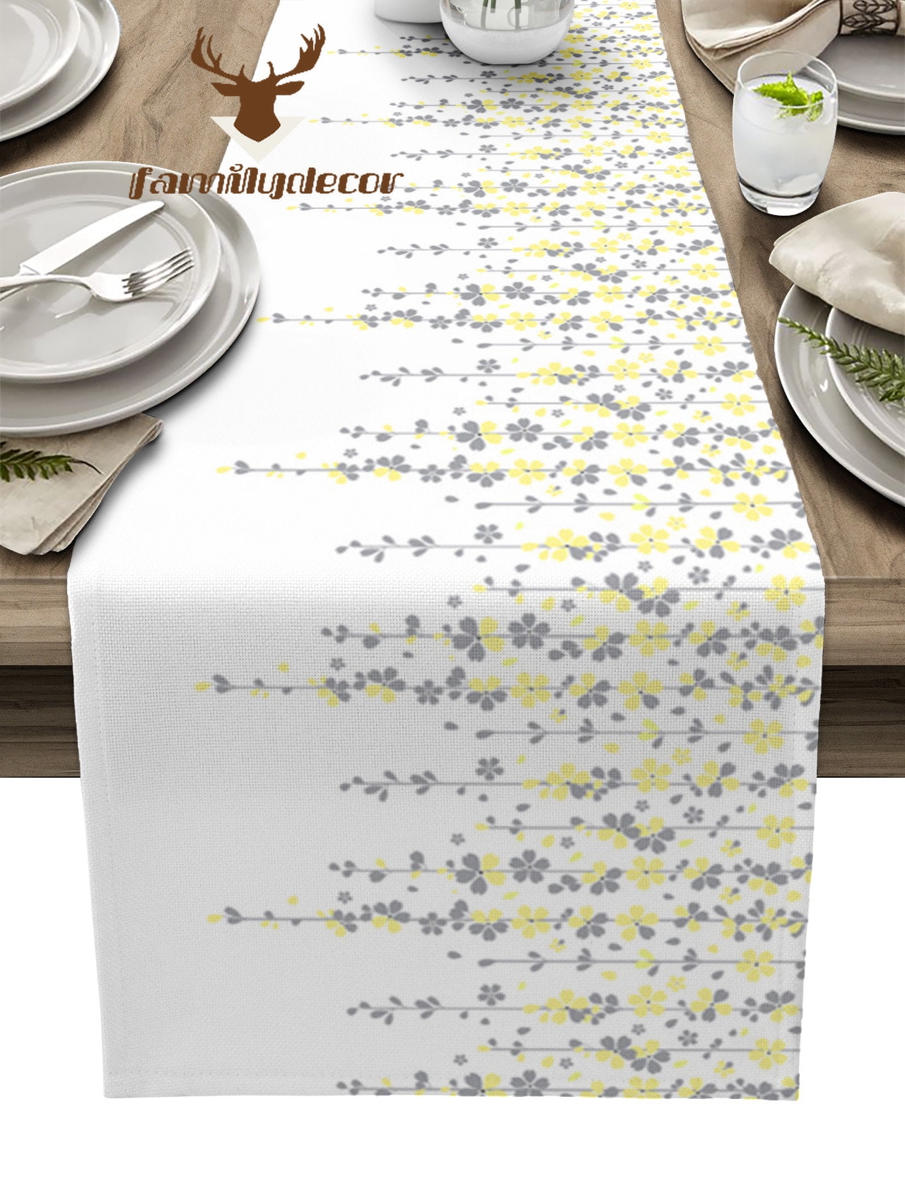 Cherry Blossom Sakura Flower Spring Yellow Table Runner Home Wedding ...