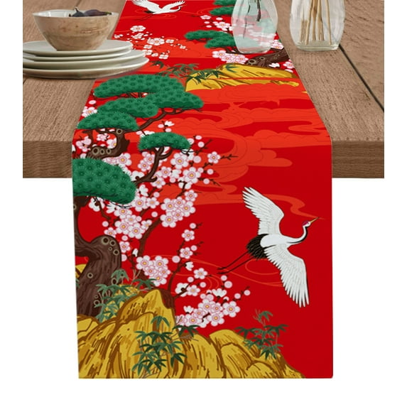 Cherry Blossom Sakura Flower Spring Yellow Table Runner Home Wedding ...