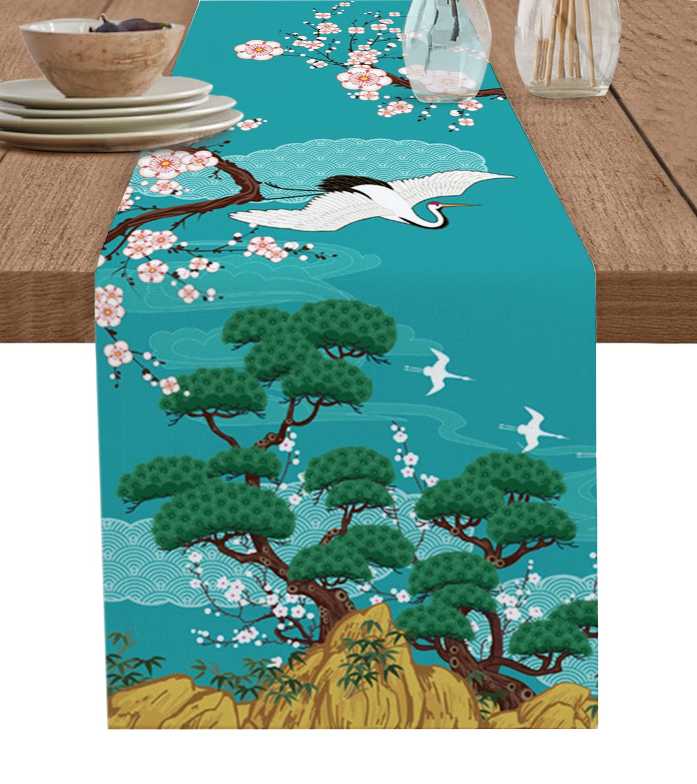 Cherry Blossom Sakura Flower Spring Yellow Table Runner Home Wedding ...
