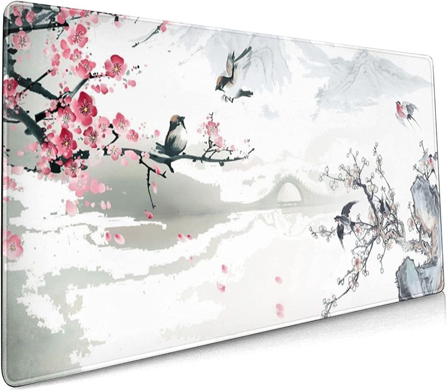 Cherry Blossom Sakura Gaming Mouse Pad 35.4×15.7inch with Stitched ...