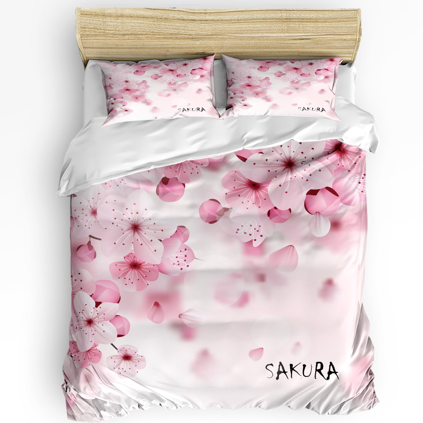 Cherry Blossom Sakura Pink Flower 3pcs Duvet Cover Set Pillow Case ...