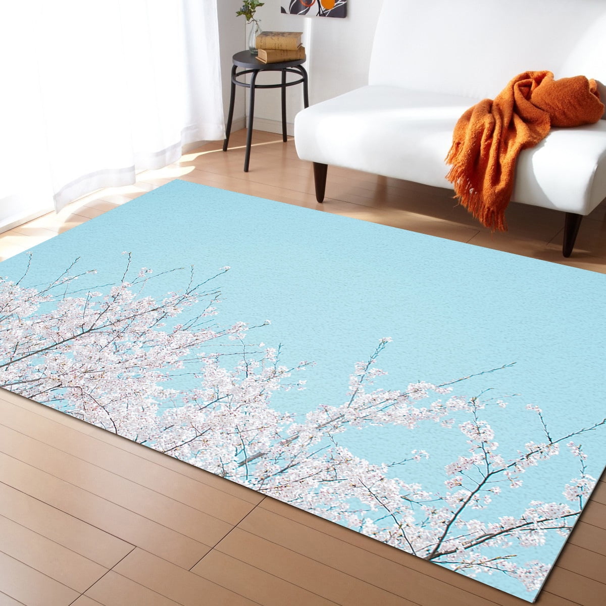 Cherry Blossom Sakura Pink Flower Carpet for Living Room Large Area ...