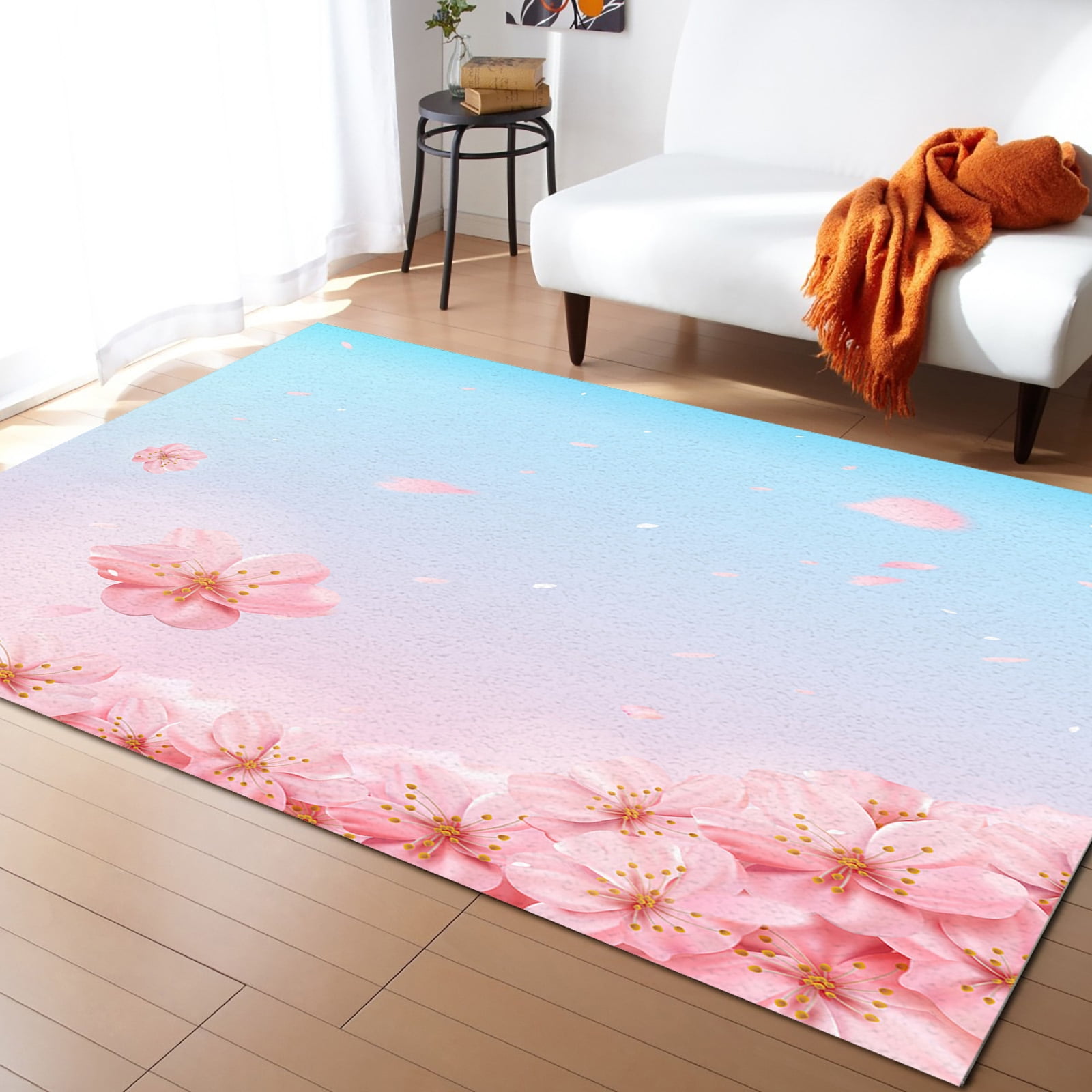 Cherry Blossom Sakura Pink Flower Carpet for Living Room Large Area ...