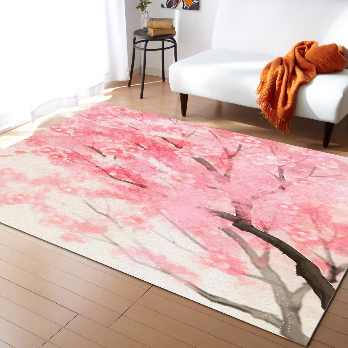 Cherry Blossom Sakura Pink Flower Carpet for Living Room Large Area ...