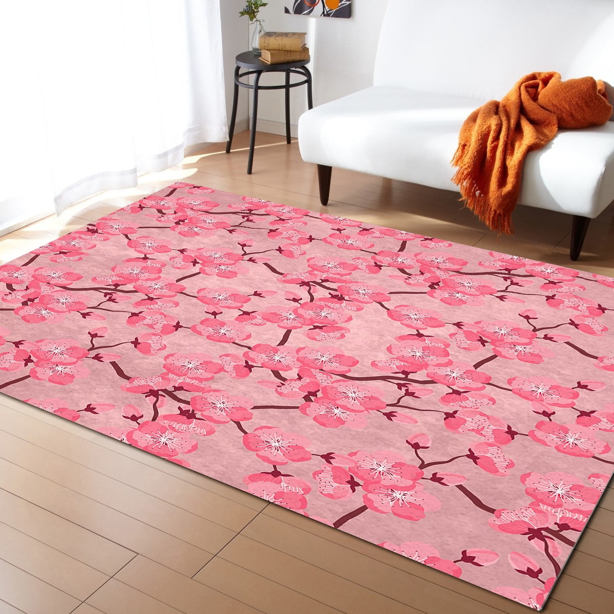 Cherry Blossom Sakura Pink Flower Carpet for Living Room Large Area ...