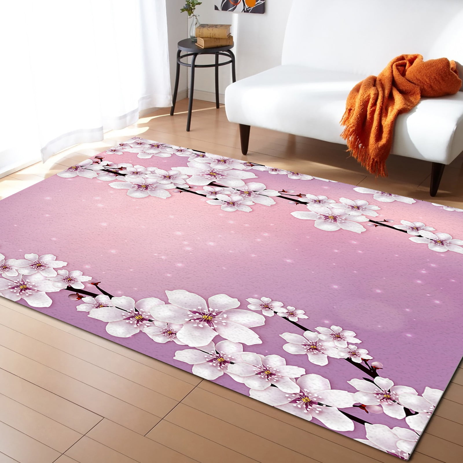 Cherry Blossom Sakura Pink Flower Carpet for Living Room Large Area ...