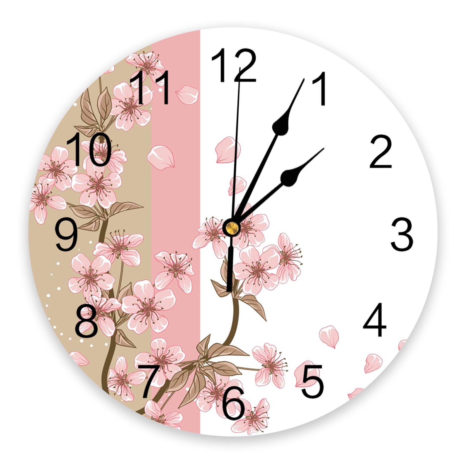 Cherry Blossom Sakura Pink Flower Decorative Round Wall Clock Custom ...