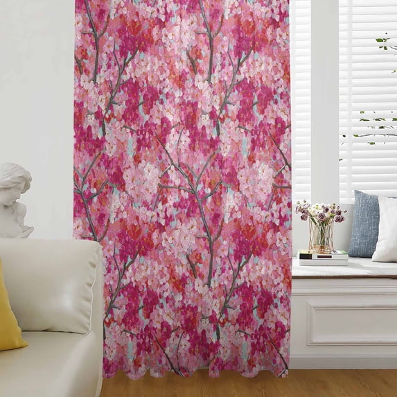 Cherry Blossom Semi Sheer Curtains Drapes for Living Room,Bedroom ...
