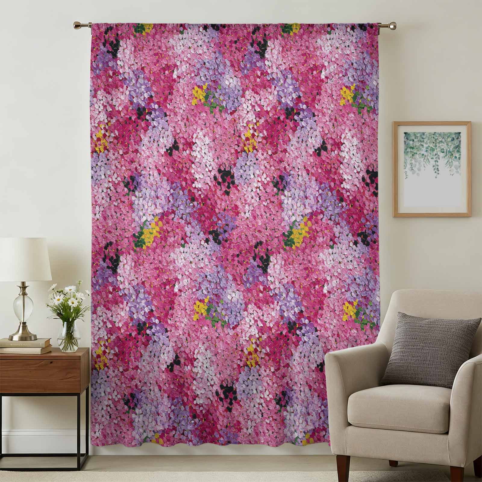 Cherry Blossom Sheer Curtains 45 Inches Long, Pink Purple Flowers ...