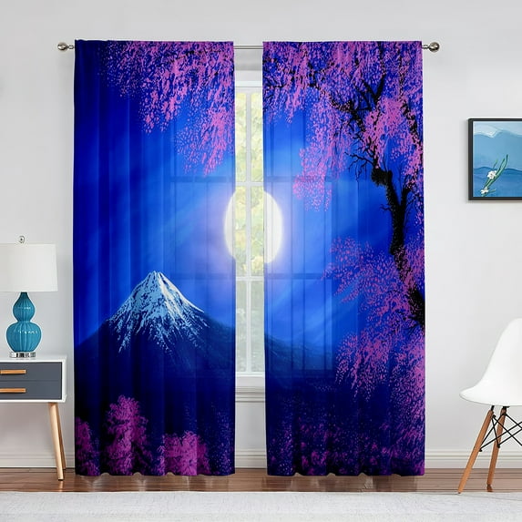 Cherry Blossom Sheer Voile Curtain Floral Sakura Blossom Pink Flower ...