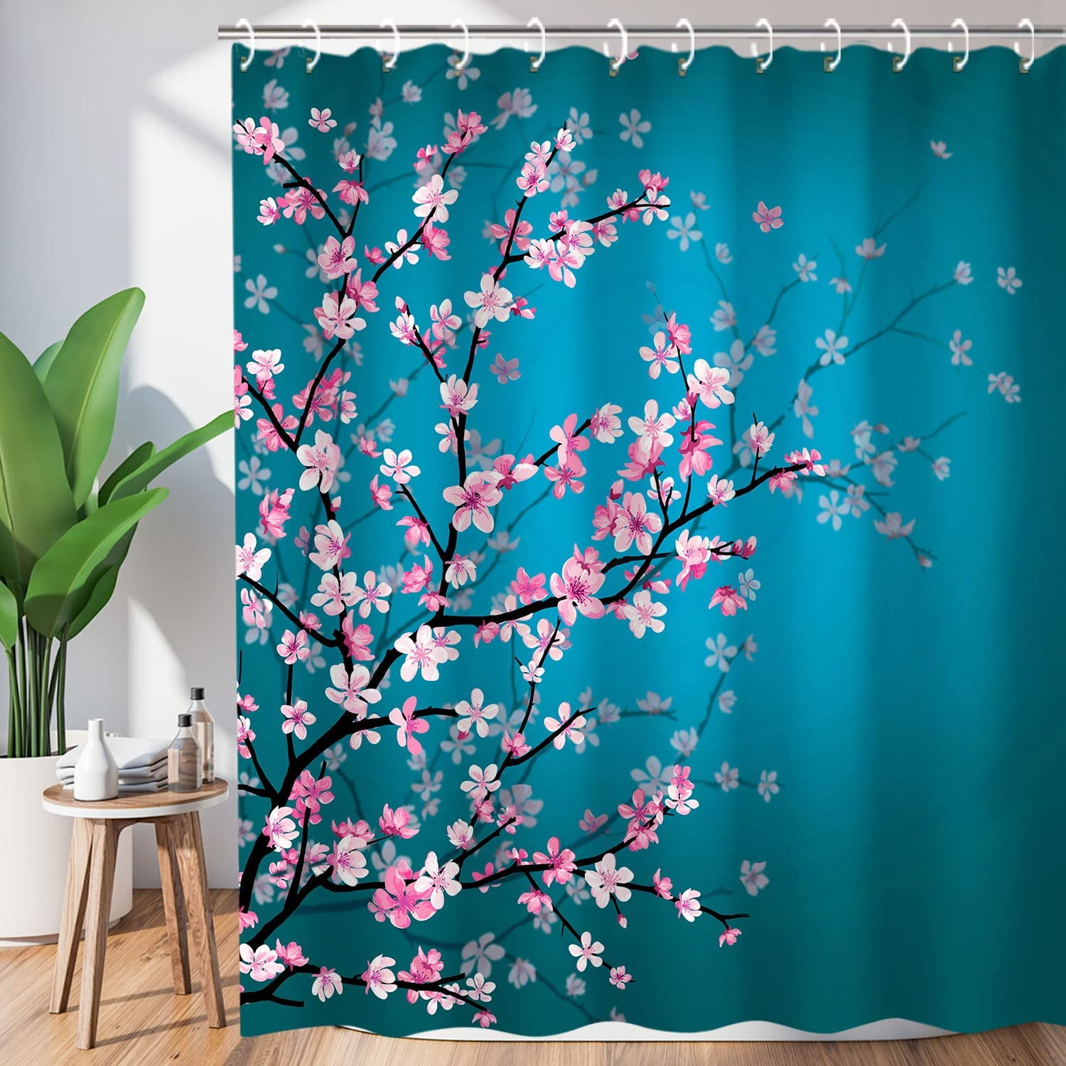 Cherry Blossom Shower Curtain Japanese Shower Curtain Floral Sakura