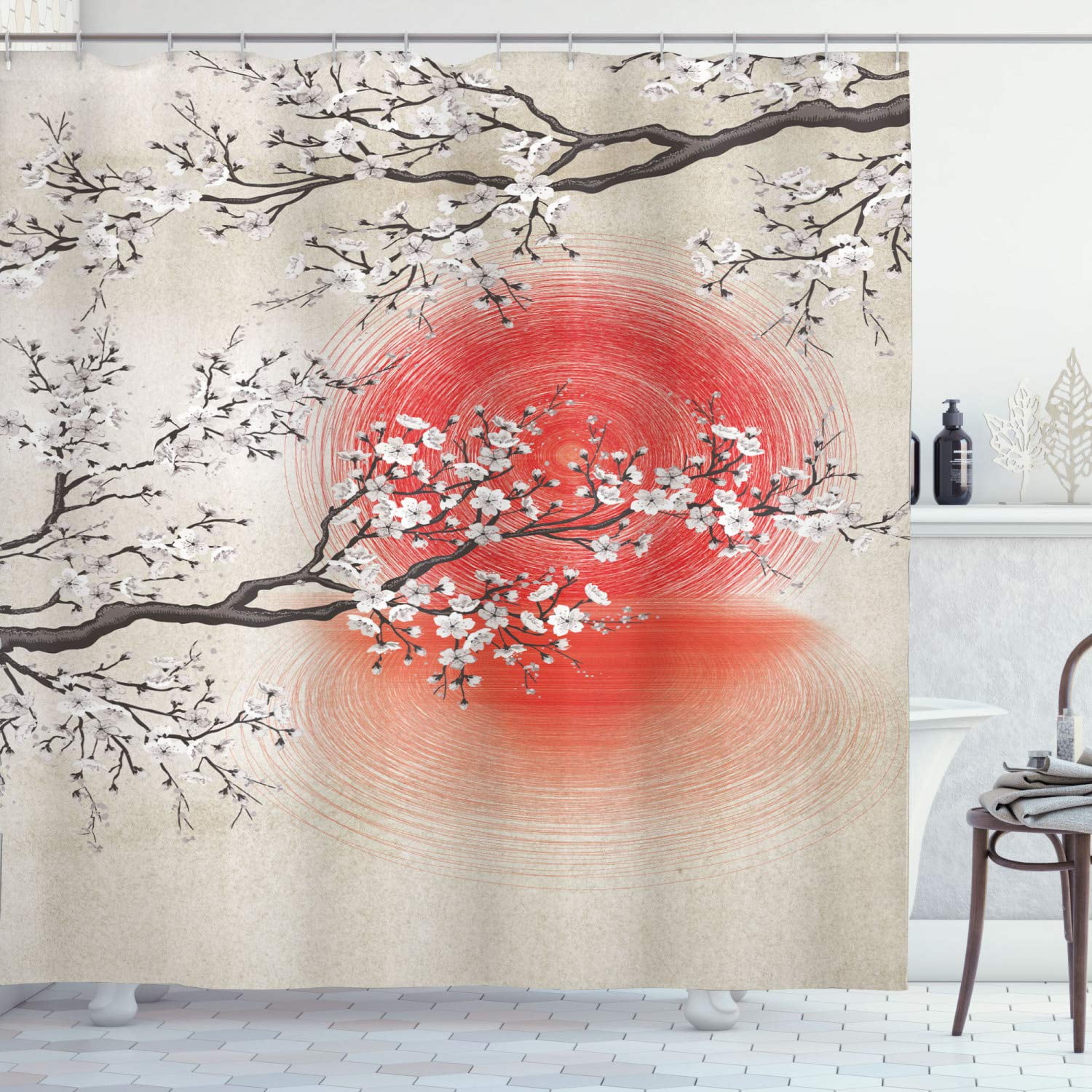 Cherry Blossom Shower Curtain Japanese Shower Curtain Floral Sakura ...