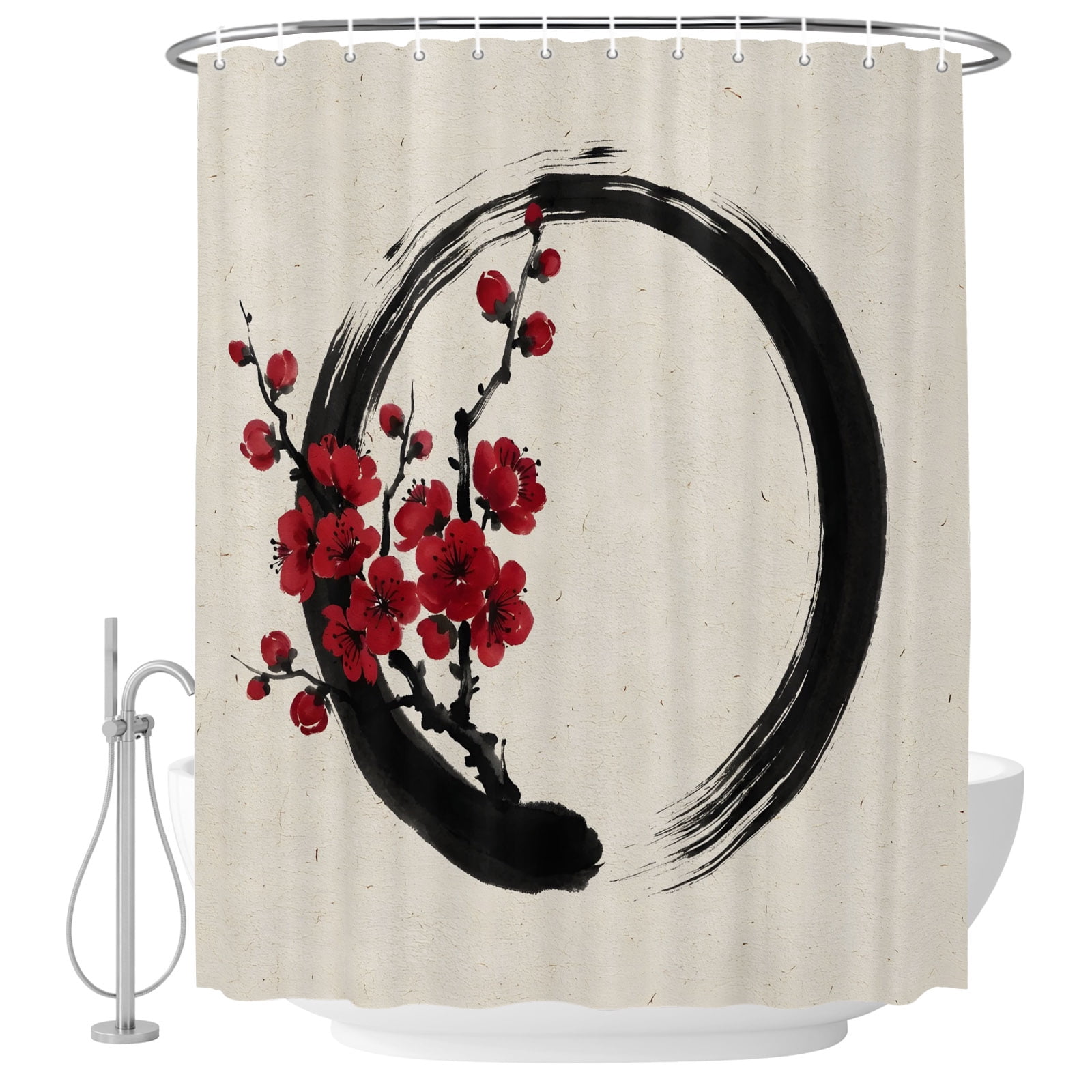 Cherry Blossom Shower Curtain Set - Small 36" x 72" Washable Bathtub ...