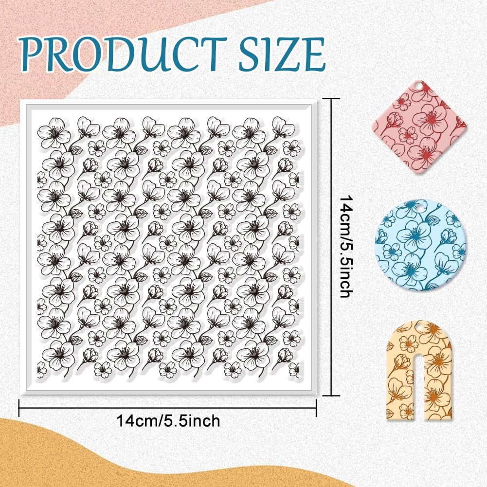Cherry Blossom Silicone Clay Texture Sheet 5.5x5.5inch Flowers Silicone ...
