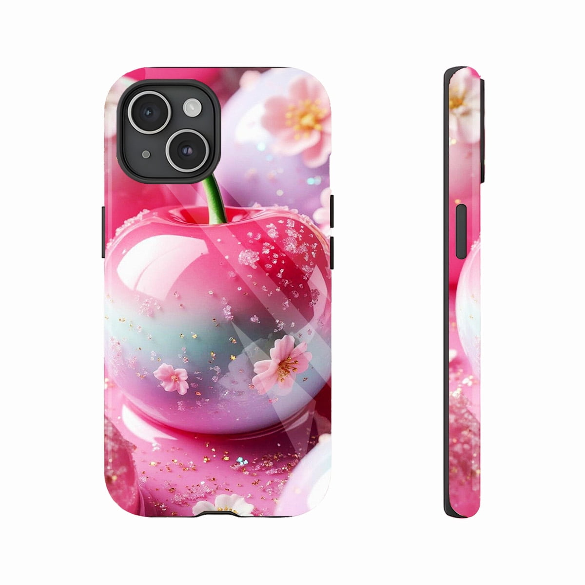 Cherry Blossom Sparkling Phone Case Pastel Pink Gradient with Delicate ...