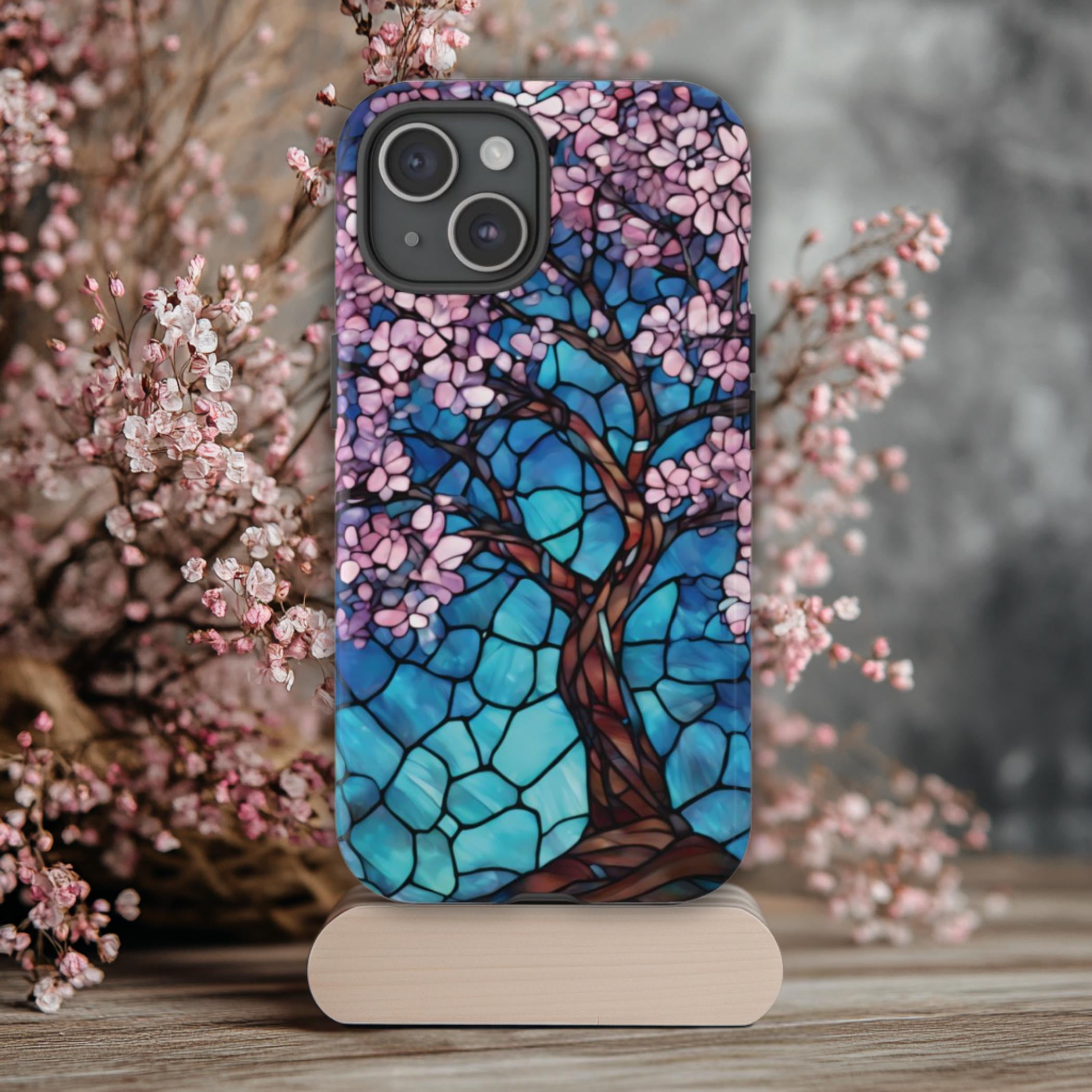 Cherry Blossom Stained GlCase With Dreamy Nature Artwork for iPhone 17 ...