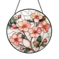 Cherry Blossom Stained Glass Window Art, Pink Flower Branch Glass Panel ...