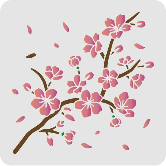 Cherry Blossom Stencil Template 11.8x11.8inch Plastic Cherry Blossom ...