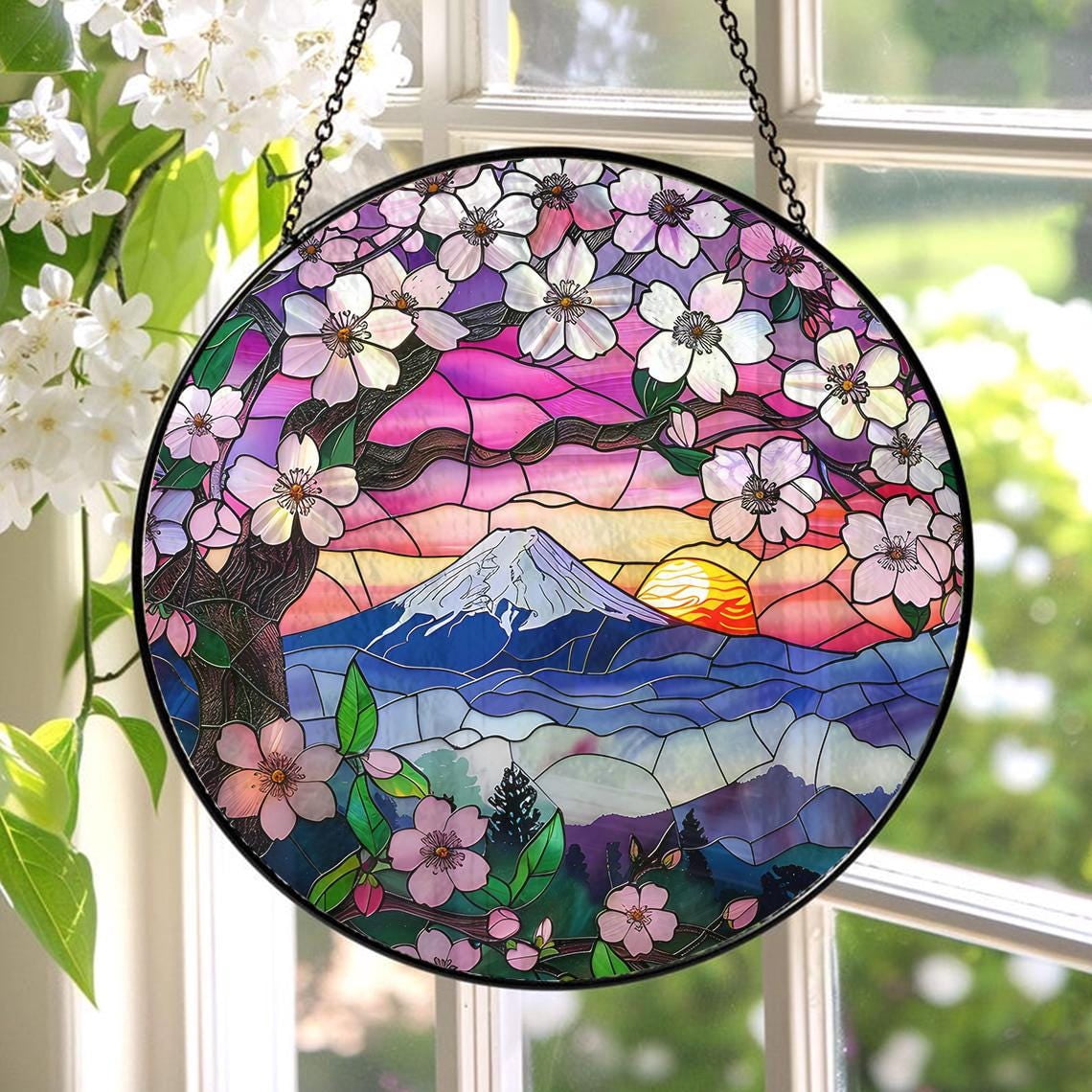 Cherry Blossom Suncatcher, Sakura Japan Decor, Japan Travel Art, 3.5 in ...