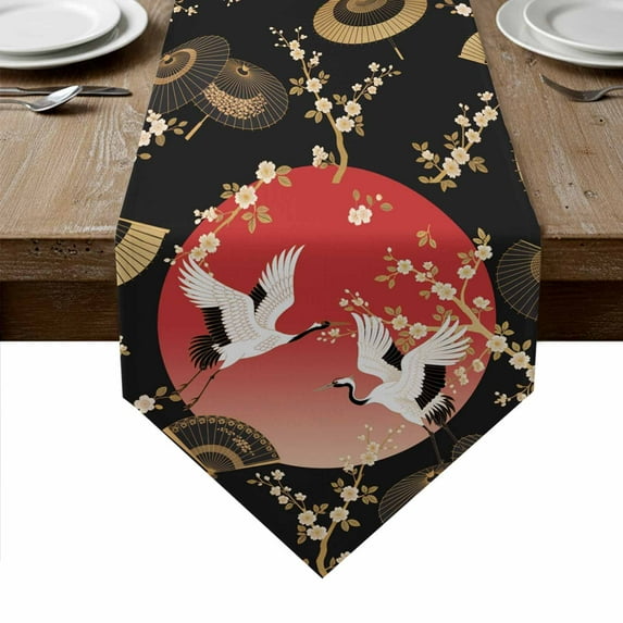 Cherry Blossom Table Runner Linen Burlap Table Runner 72 Inches Long ...