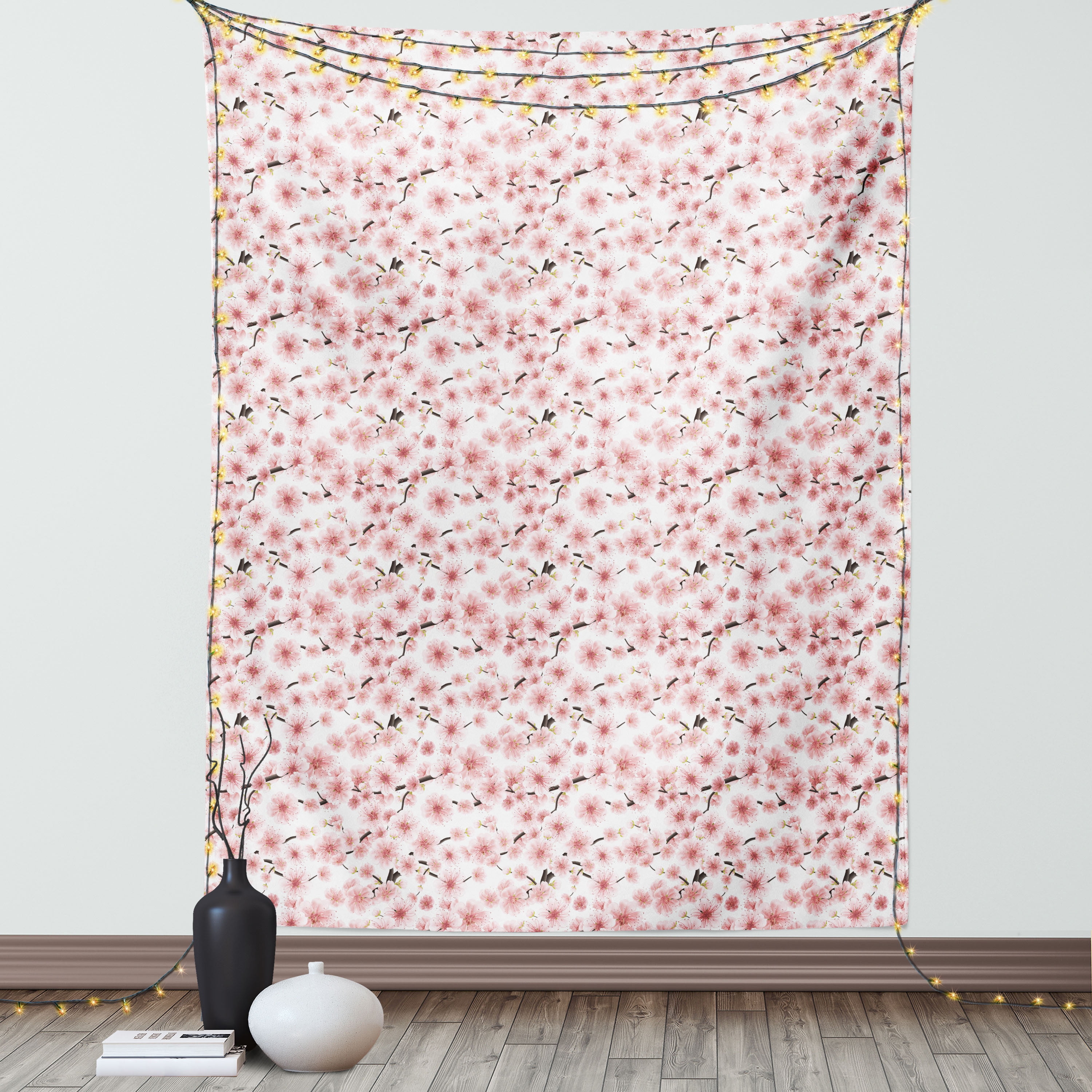 Cherry Blossom Tapestry, 3D Illustrated Sakura Tree Design with Buds ...