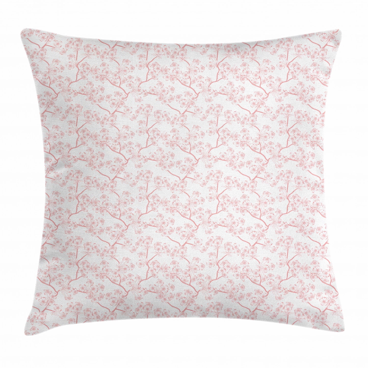 Cherry Blossom Throw Pillow Cushion Cover, Retro Revival Sakura Pattern ...