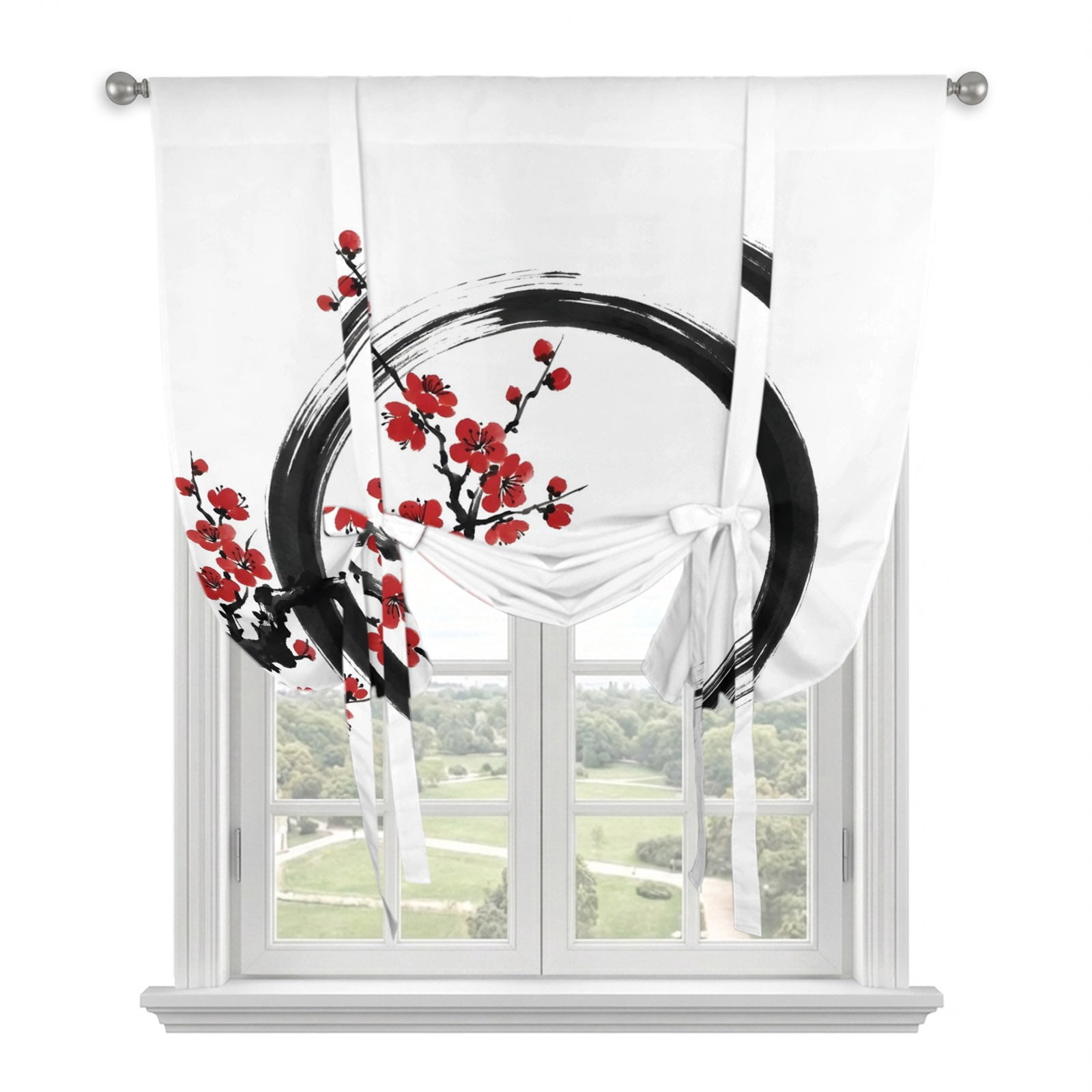 Cherry Blossom Tie Up Curtains for Window, Thermal Insulated Balloon ...