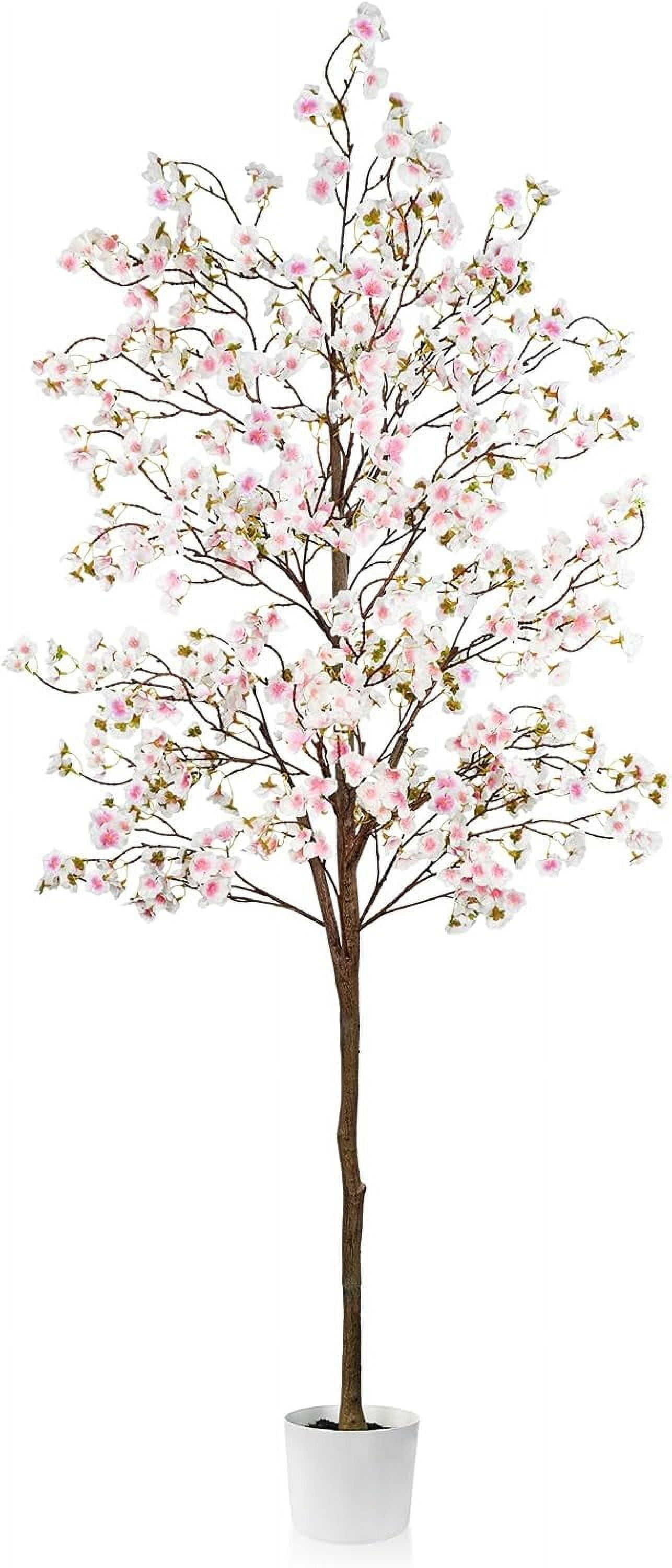 Cherry Blossom Tree 6FT, Artificial Pink Tree Indoor with White Planter ...