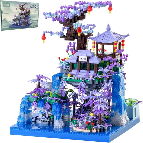 Cherry Blossom Tree House Micro Building Blocks Set,Peach Blossom Pond ...