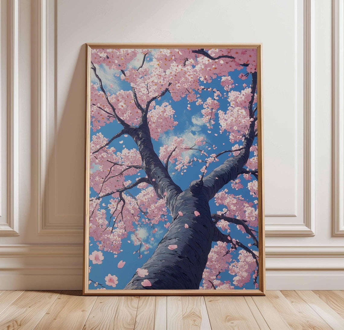 Cherry Blossom Tree Poster Sakura Tree Pink Flowers Spring Nature Art ...