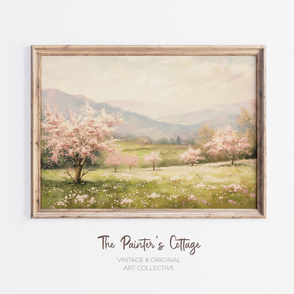 Cherry Blossom Tree Print, Spring Wall Art , Serene Landscape, Pink ...