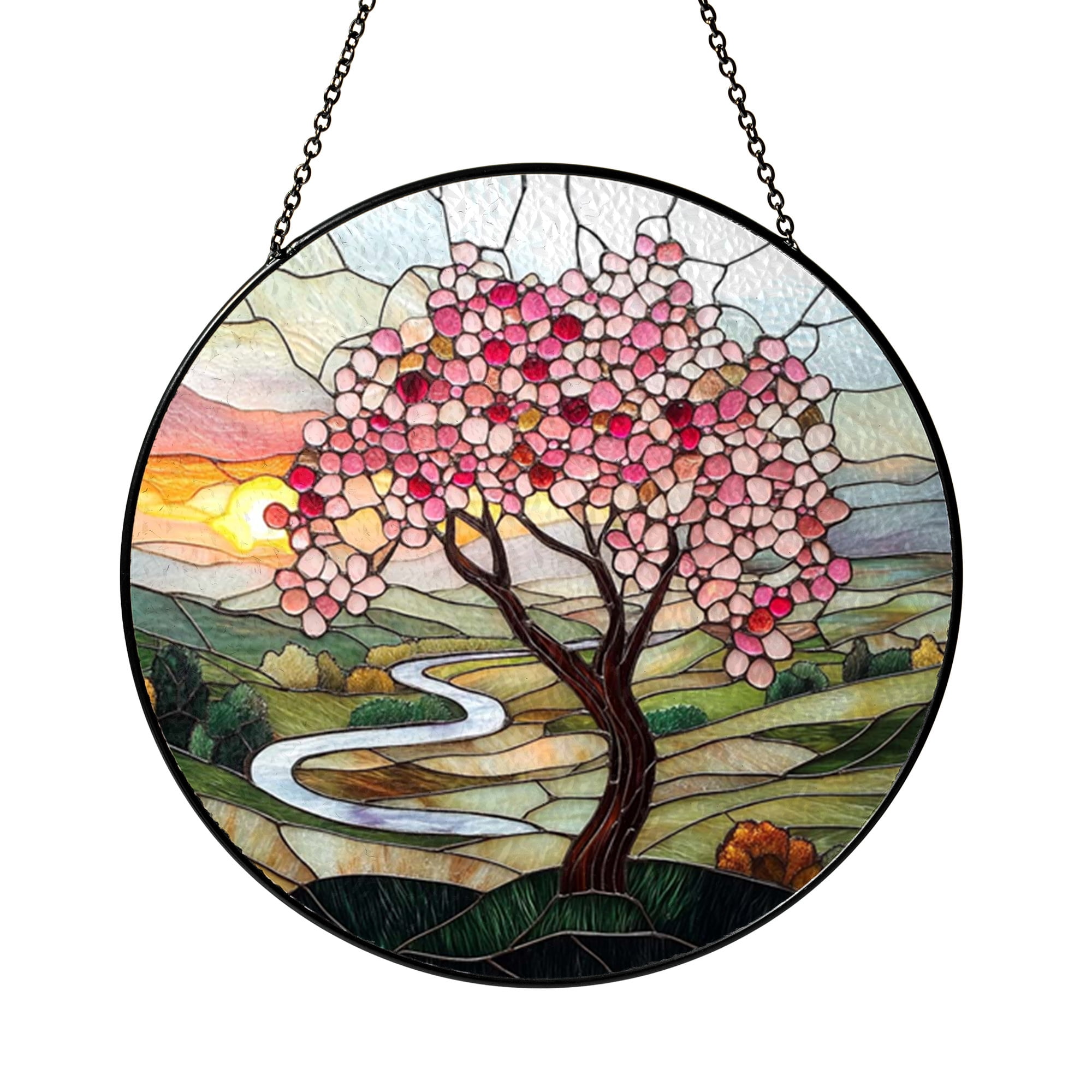 Cherry Blossom Tree Stained Glass Suncatcher Window Hanging Decor ...