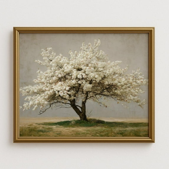 Cherry Blossom Tree Wall Art, Minimalist Japanese, White Spring Bloom ...