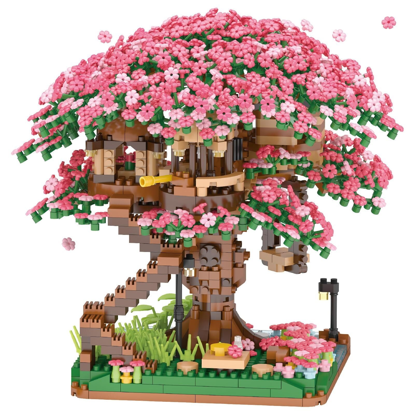 Cherry Blossom Treehouse Building Sets,(2008pcs) Mini Blocks Building Sets for Adults, Japanese ...