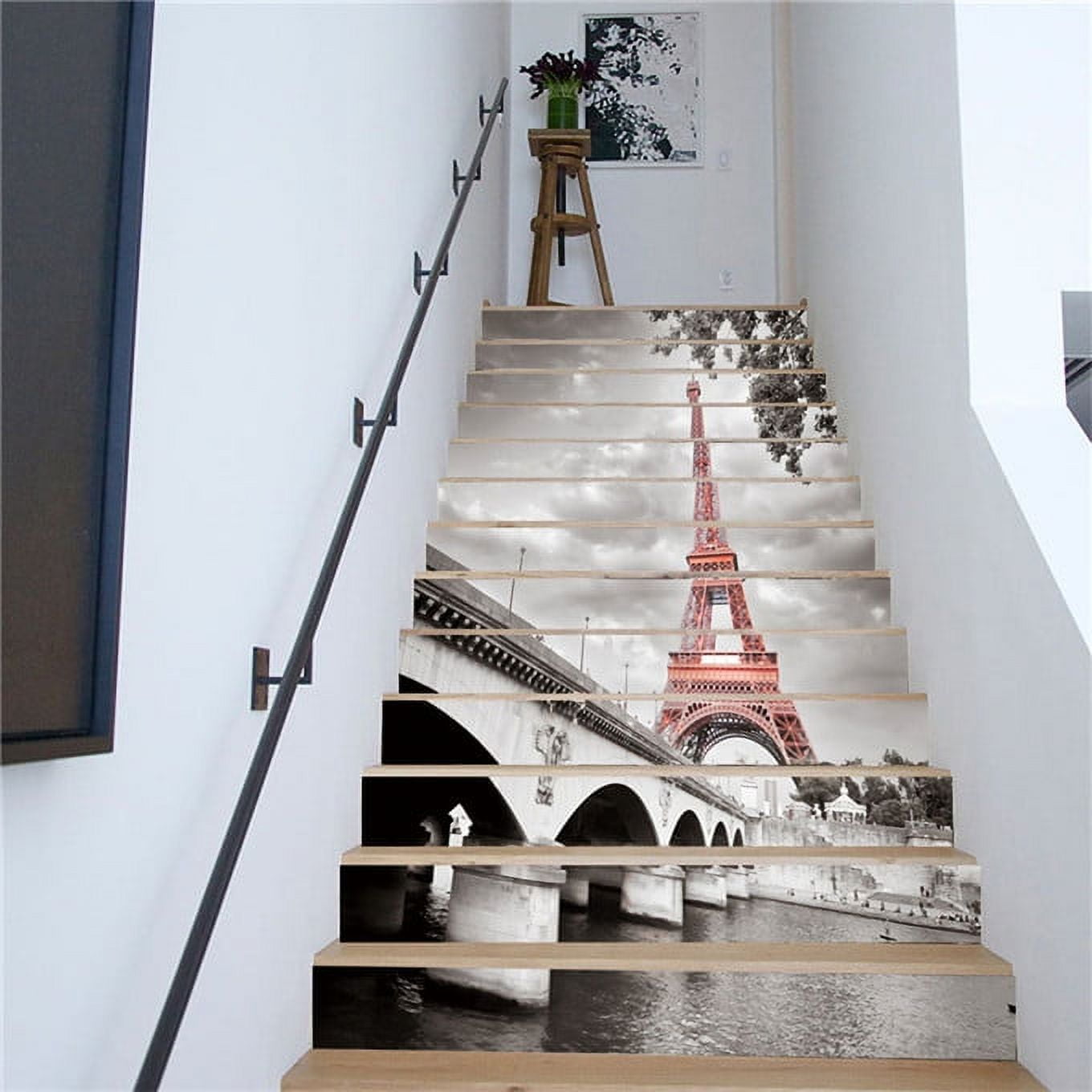 Cherry Blossom Trees Stairs Sticker Self-adhesive Waterproof Landscape ...
