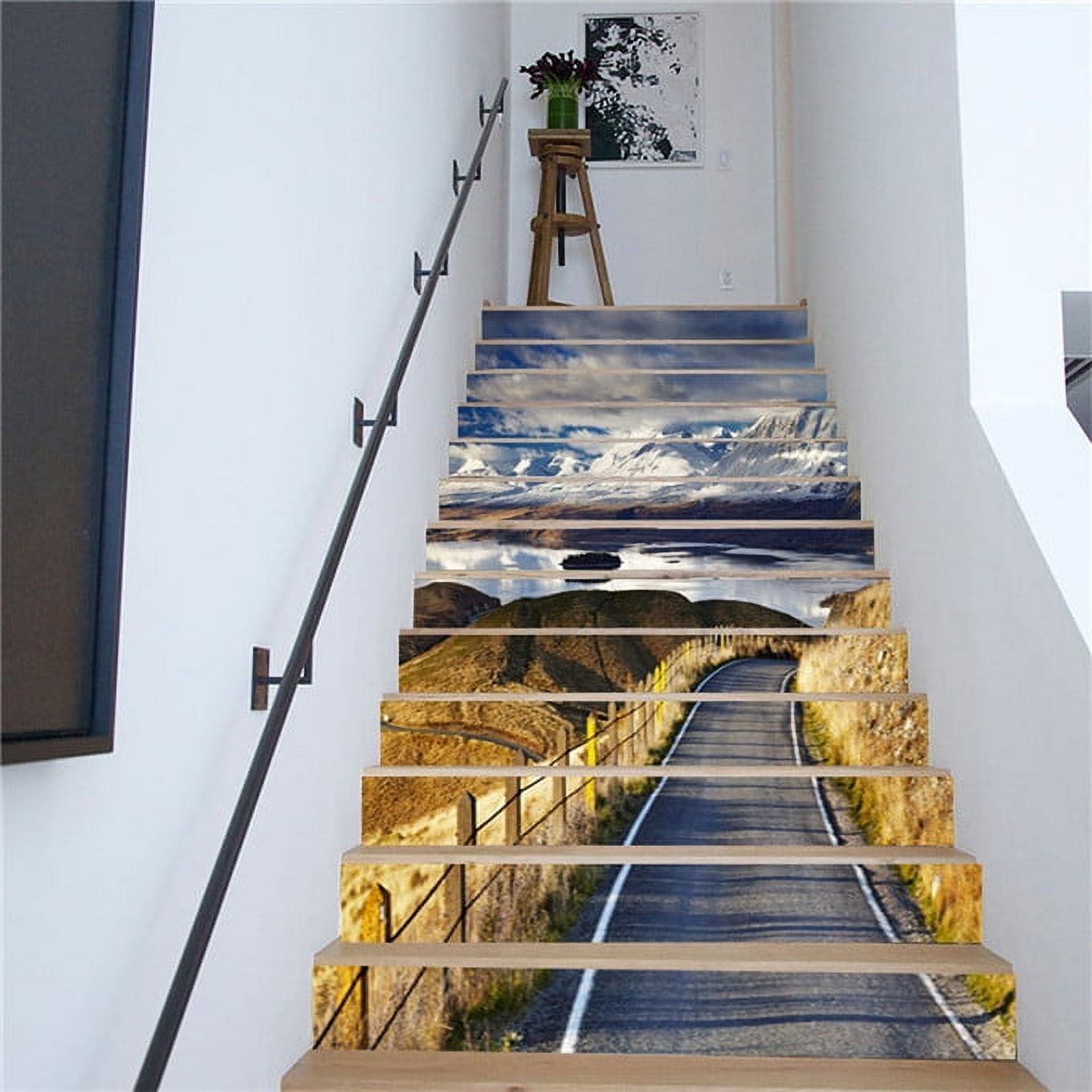 Cherry Blossom Trees Stairs Sticker Self-adhesive Waterproof Landscape ...