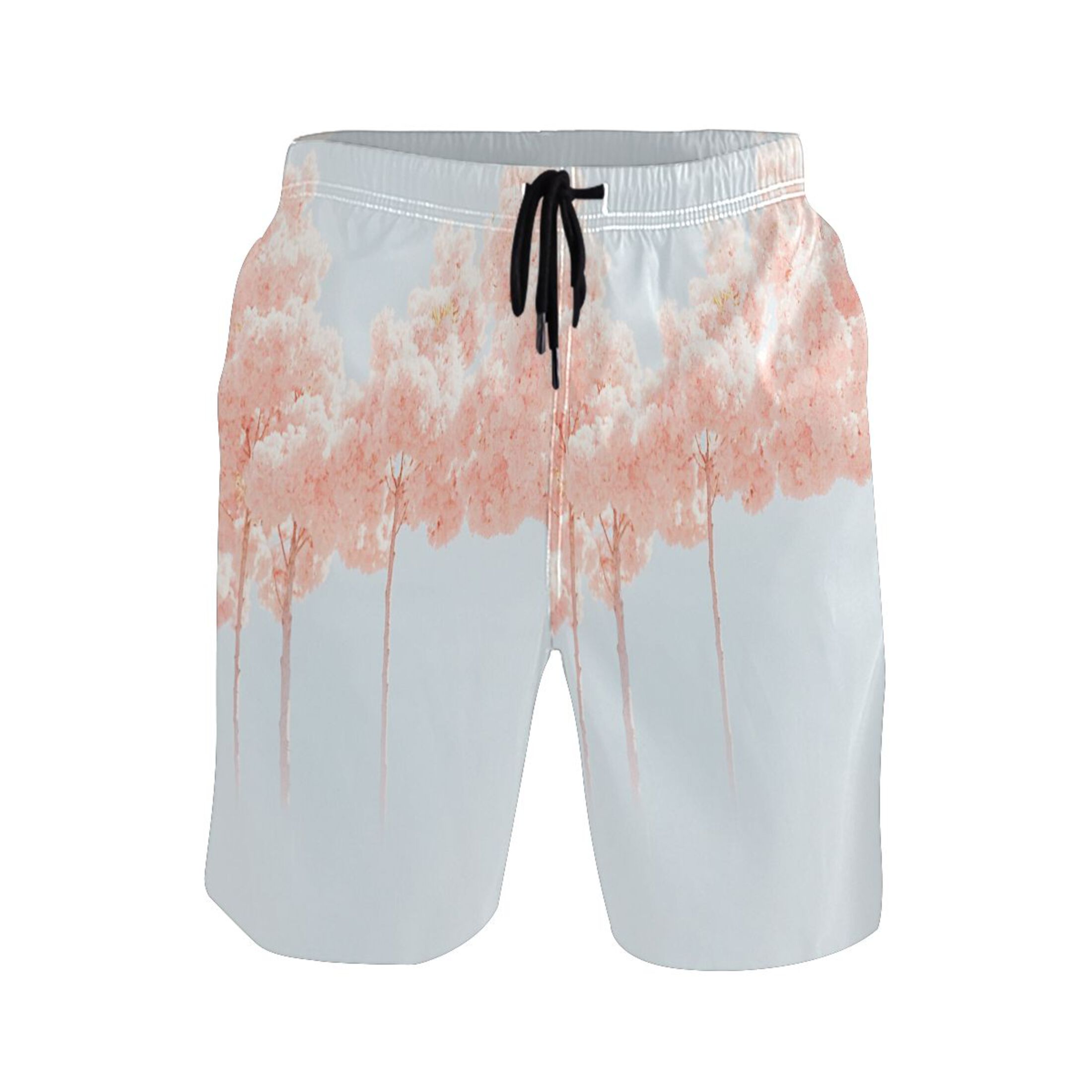 Cherry Blossom Trees X-Large Size Men's Lightweight Beach Shorts with ...