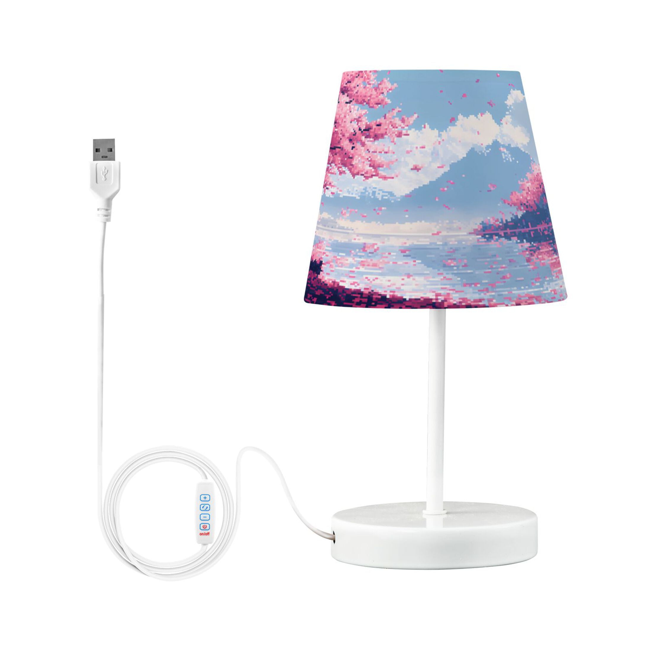 Cherry Blossom Trees with Falling Petals Desk Lamp LED Table Nightstand ...