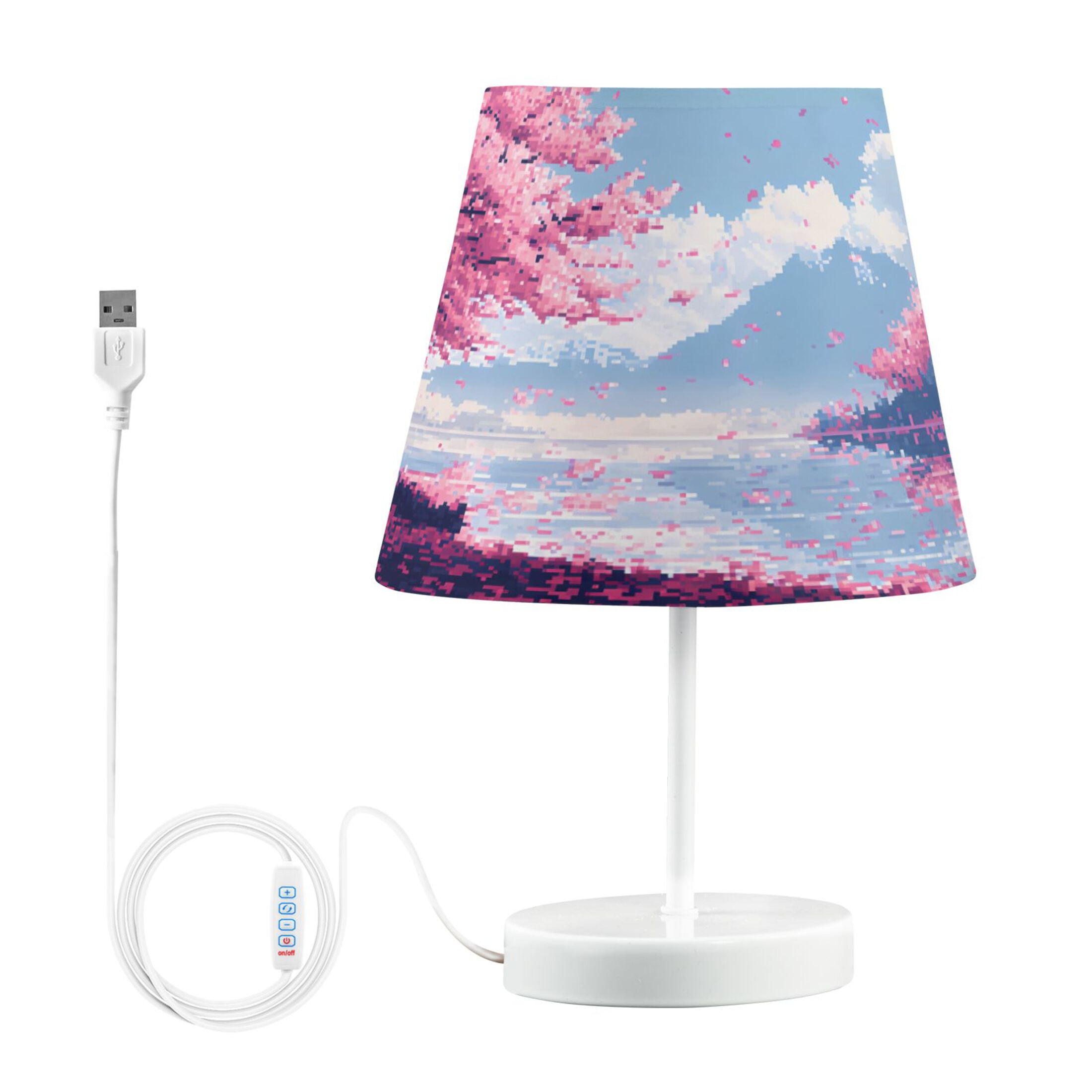 Cherry Blossom Trees with Falling Petals Desk Lamp LED Table Nightstand ...