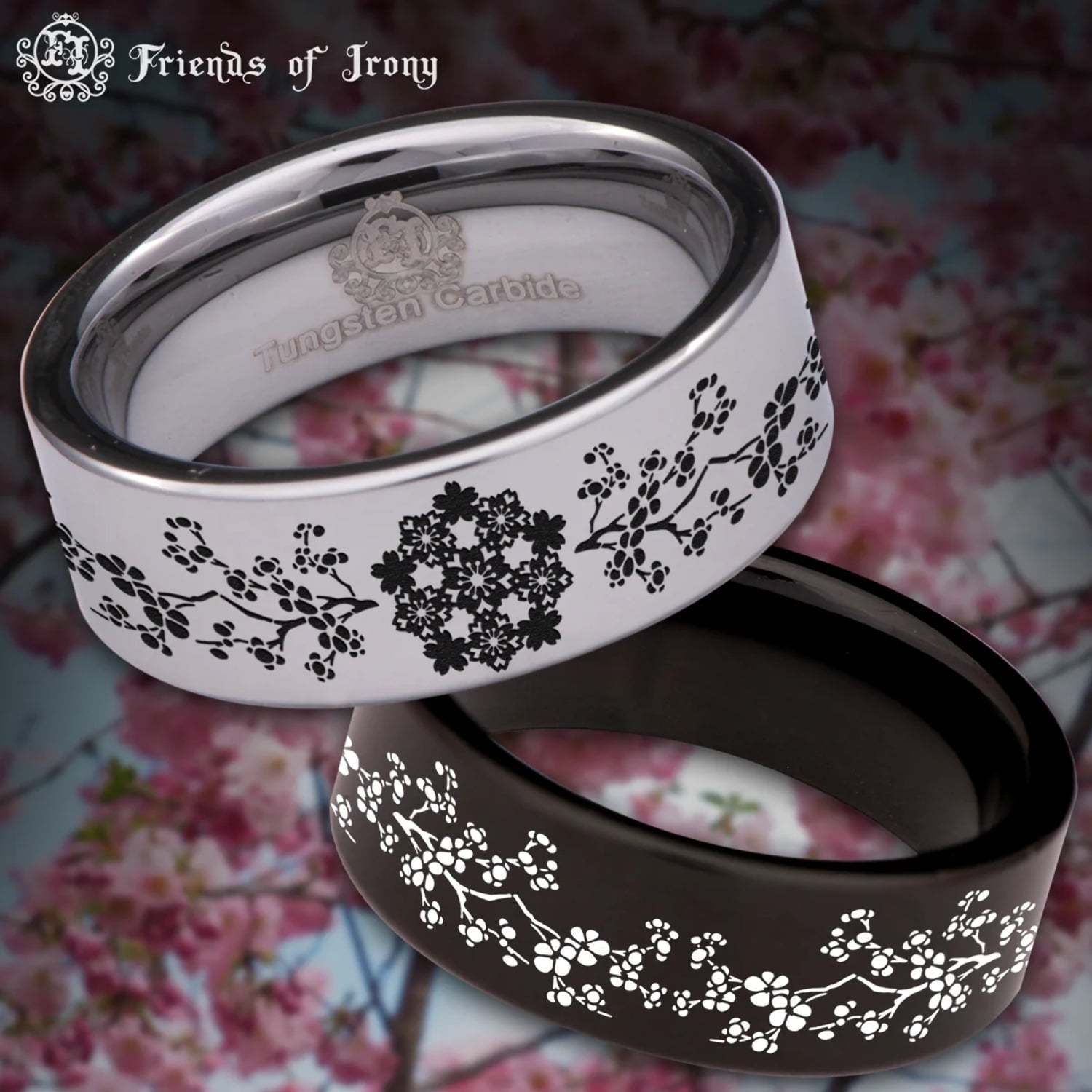 Cherry Blossom Tungsten Carbide Ring - Walmart.com