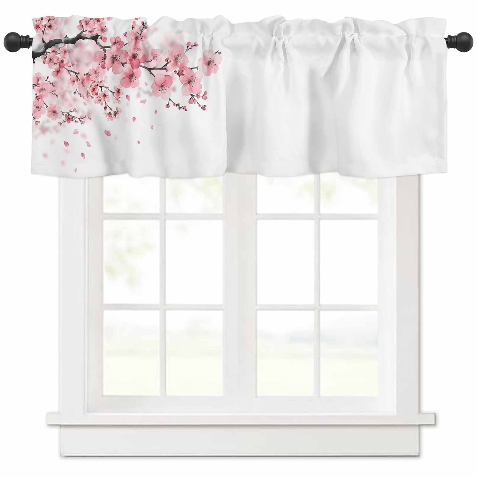 Cherry Blossom Valance for Windows Pink Flower Branch Classic Window ...