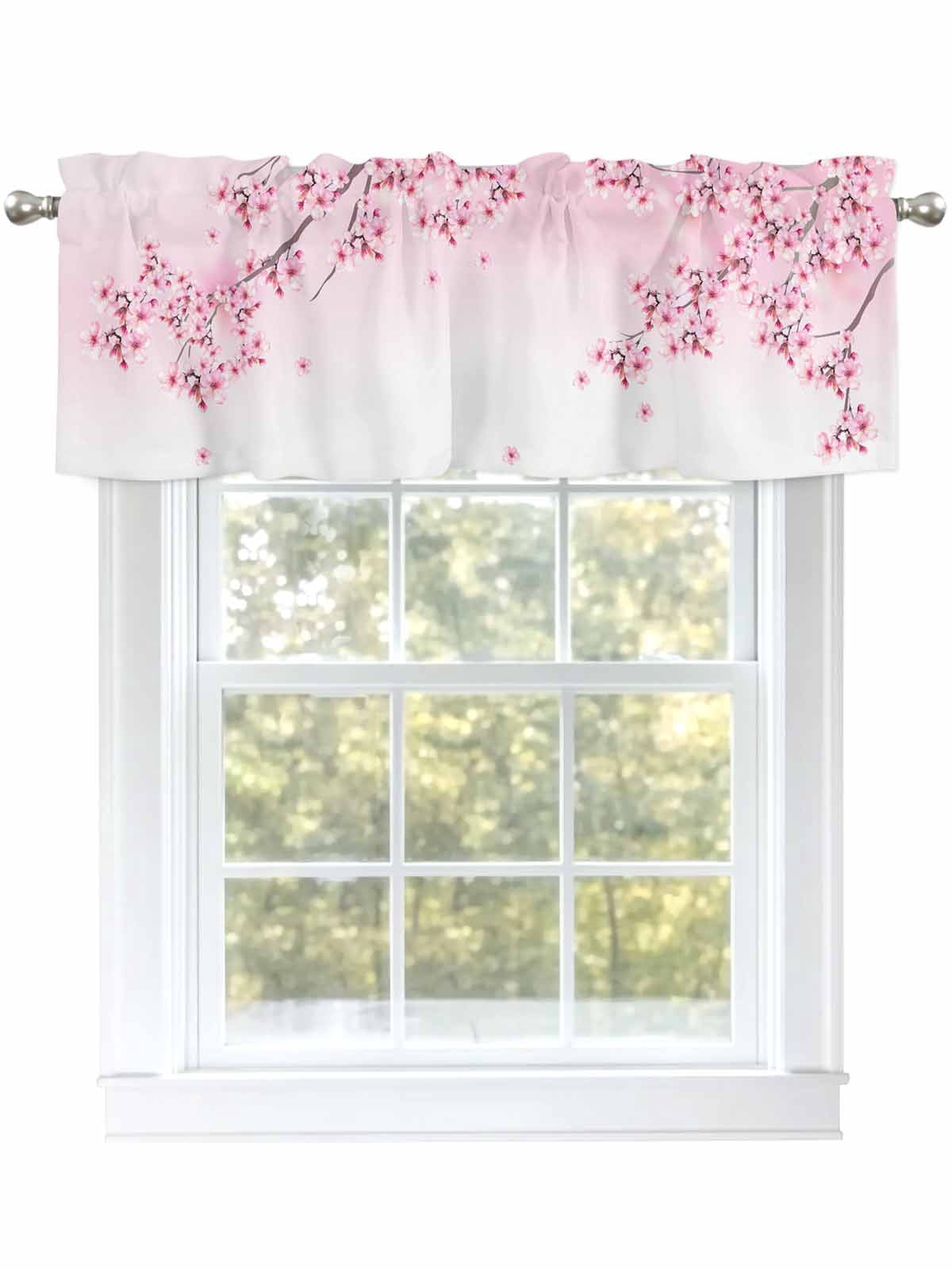 Cherry Blossom Valances for Windows, Rod Pocket Kitchen Valance ...
