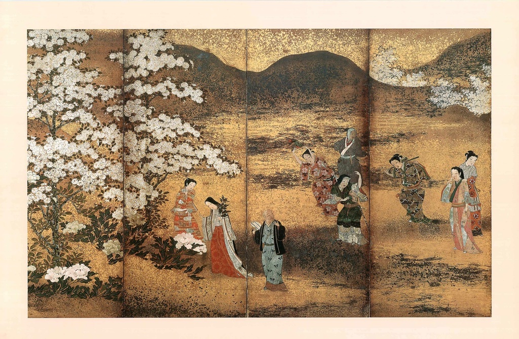 Cherry Blossom Viewing Japan Japanese Wall Decor Oriental Edo Period ...