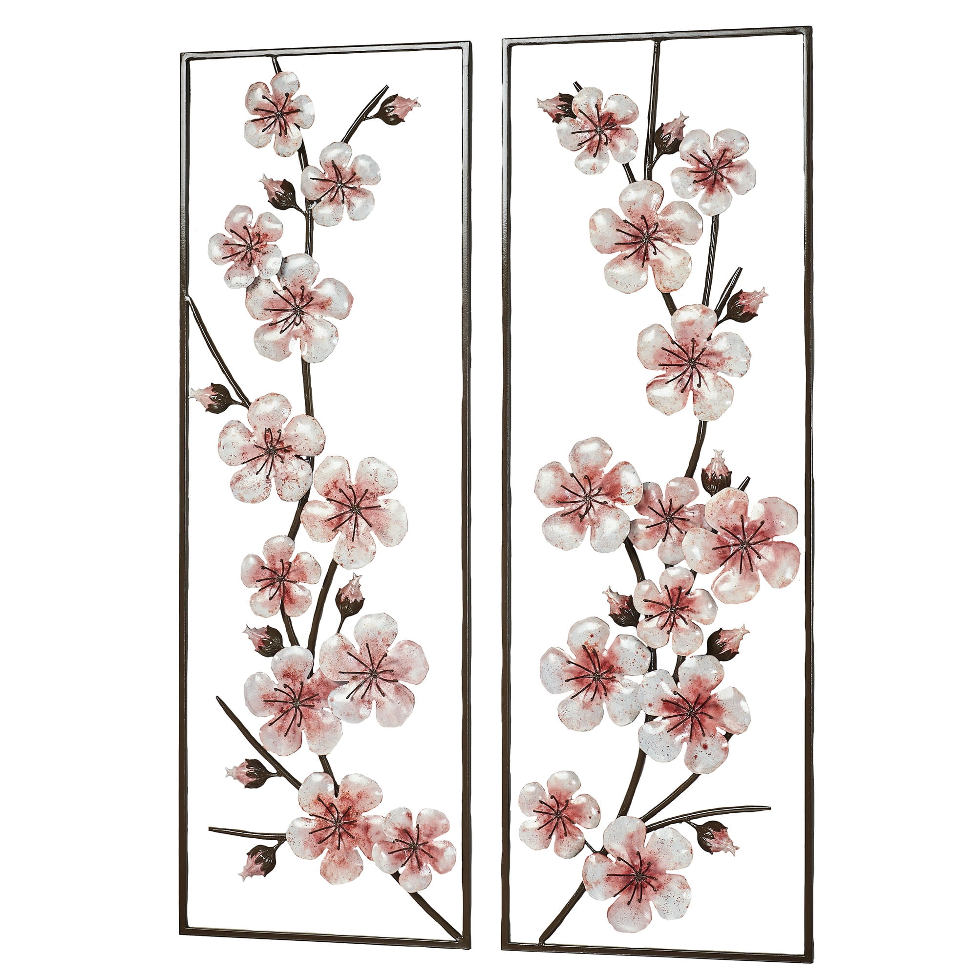 Cherry Blossom Wall Art Panels Pink Set of Two 12” x 2” x 35” Each ...