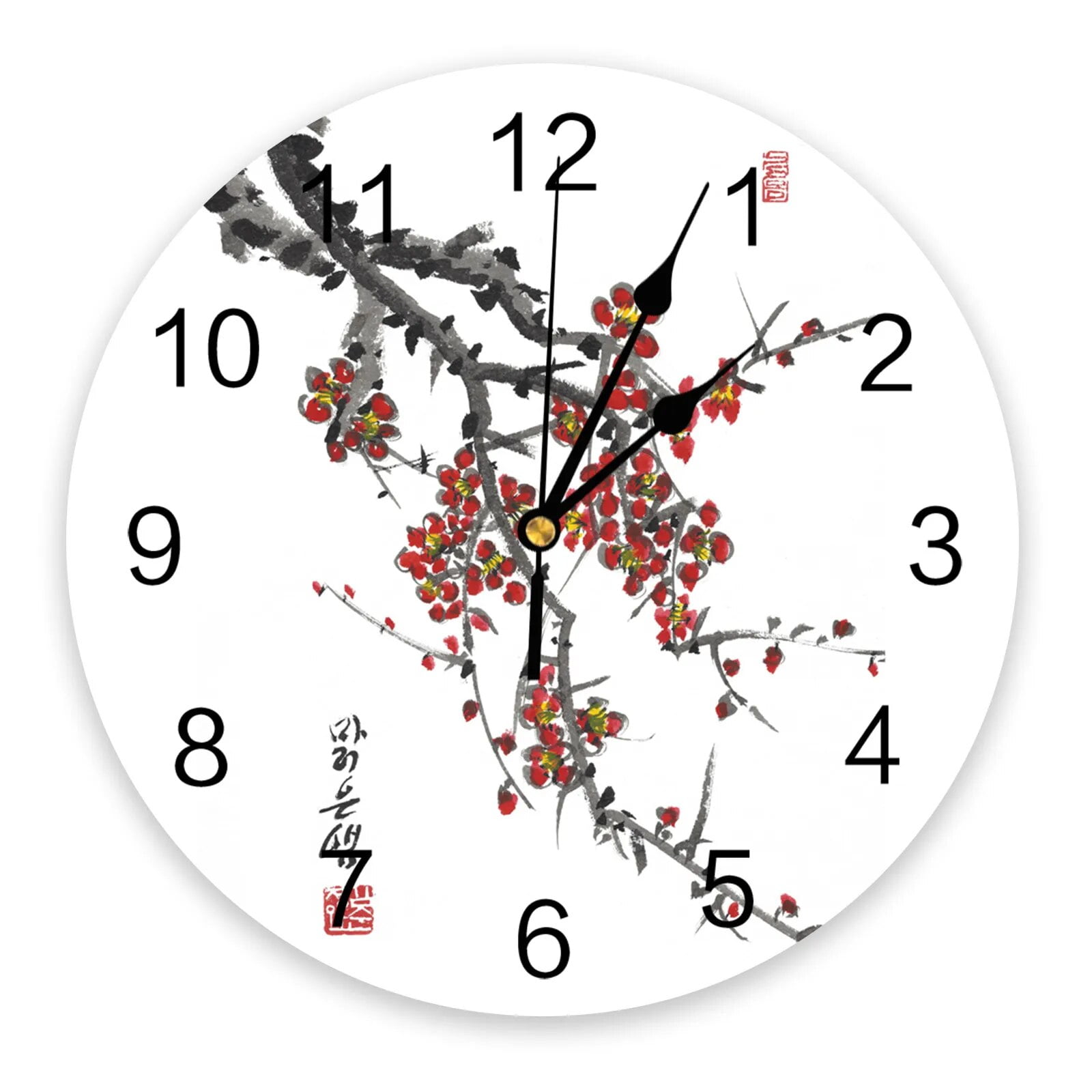 Cherry Blossom Wall Clock Large Modern Kitchen Dinning Round Wall ...