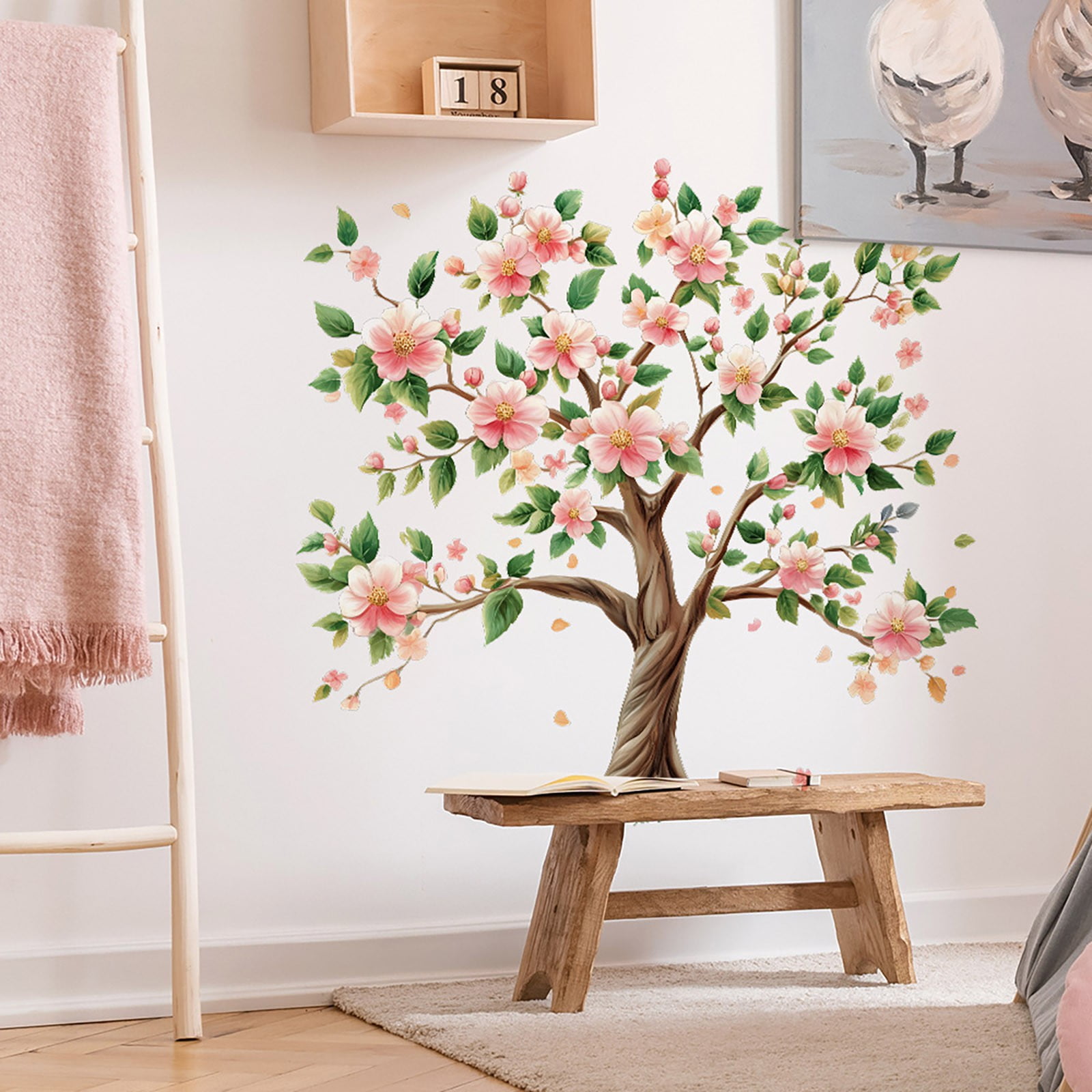 Cherry Blossom Wall Decal Large Pink Flower Tree Sticker for Home Decor ...